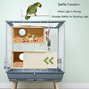CooShou Parakeet Nesting Box Cockatiel Nesting Natural Pine Bird Nest Bird Breeding Box House Acrylic Transparent Bird Box with Detachable Wooden Board for Lovebirds Cockatiel Budgie Conure Parrot L