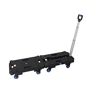 LEADALLWAY Folding Hand Truck Dolly Cart,Collapsible Luggage Cart,Multiple Carts Assembly Feasible 300LBS+Dolly Cart Furniture Moving Dolly Multipurpose Furniture Mover 4 Wheels 300LBS,Multiple Carts