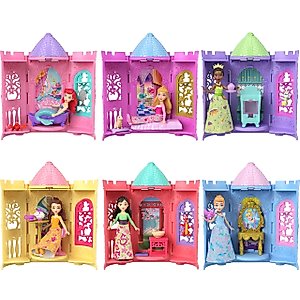 Mattel Disney Princess Tower Surprise Small Dolls & Accessories, Stacking Playsets with 4 Surprises & Friend from Disney Movies (Styles May Vary)