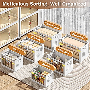 Jacriah Plastic Drawer Storage Bins with Lid, Stackable Storage Bins Open Front, Closet Organizers and Storage Cabinet with Doors and Shelves, Collapsible Storage Bins with Wheels (1 Layer-24 Gallon)