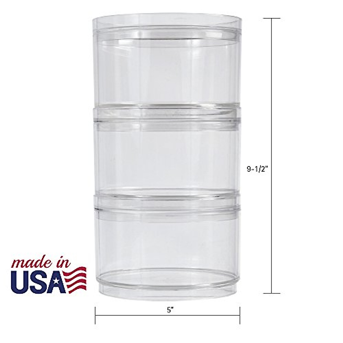 STORi Bella 3-piece Stackable Clear Plastic Container Set | Round Vanity Storage Organizers with Lids for Hair Accessories & Beauty Supplies | Made in USA