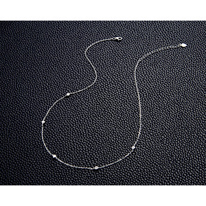 DYUNQ Moissanite Necklace for Women Sterling Silver, Station Tennis Choker Layering Bezel Set Chain, 2.5MM 0.3cttw Lab Created Diamond Dainty Simple Adjustable 16 Inch to 18 Inch