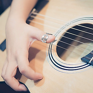 15 Pieces Banjo Guitar Picks Ring Thumb Finger Picks Alaska Open Design Finger Pick Stainless Steel Finger Picks Adjustable Plectrum Thumb Middle Finger for Acoustic Guitar Banjo Bass (Mutiple Color)