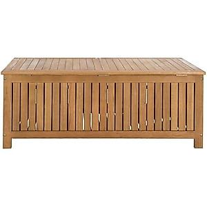 SAFAVIEH PAT7037A Outdoor Collection Abri Teak 47.63" Cushion Deck Box