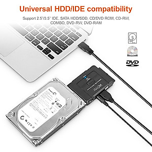 WEme USB 3.0 to SATA/IDE Adapter with Universal 2.5/3.5 Hard Drive Disk Converter for HDD/SSD & IDE HDD Support 6TB and One-Touch Backup Include 12V 2A Power Adapter + USB 3.0 Cable for Laptop