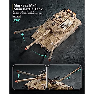 BOOLAKOS Merkava Mark IV, Convertible Merkava Mk4 Main Battle Tank and M2 Bradley Infantry Fighting Vehicle Model, 2 in 1 Military Building Block Set for Adult Gift Giving (659 Pieces)