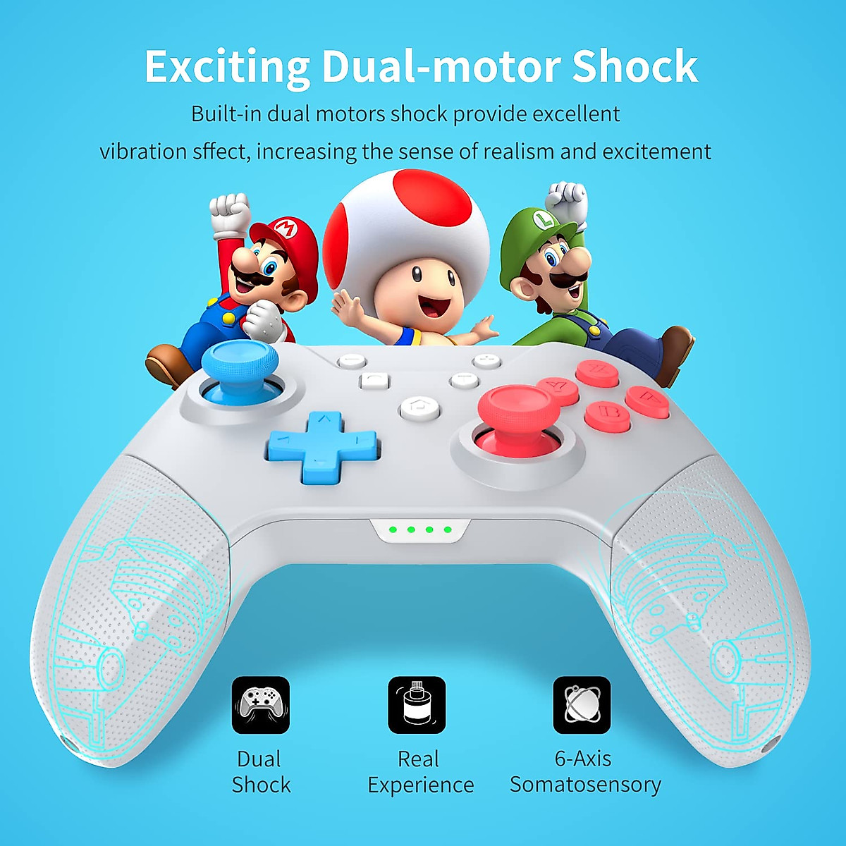 GCHT GAMING Switch Controller, Wireless Controller Compatible Nintendo Switch/Switch OLED/PC/Android with Turbo Motion Vibration (NFC)