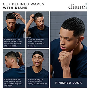Diane Boar Bristle Brush for Men and Women - Fine to Medium Hair Styling, Wave Styles, Smoothing, Soft Scalp, Club Handle
