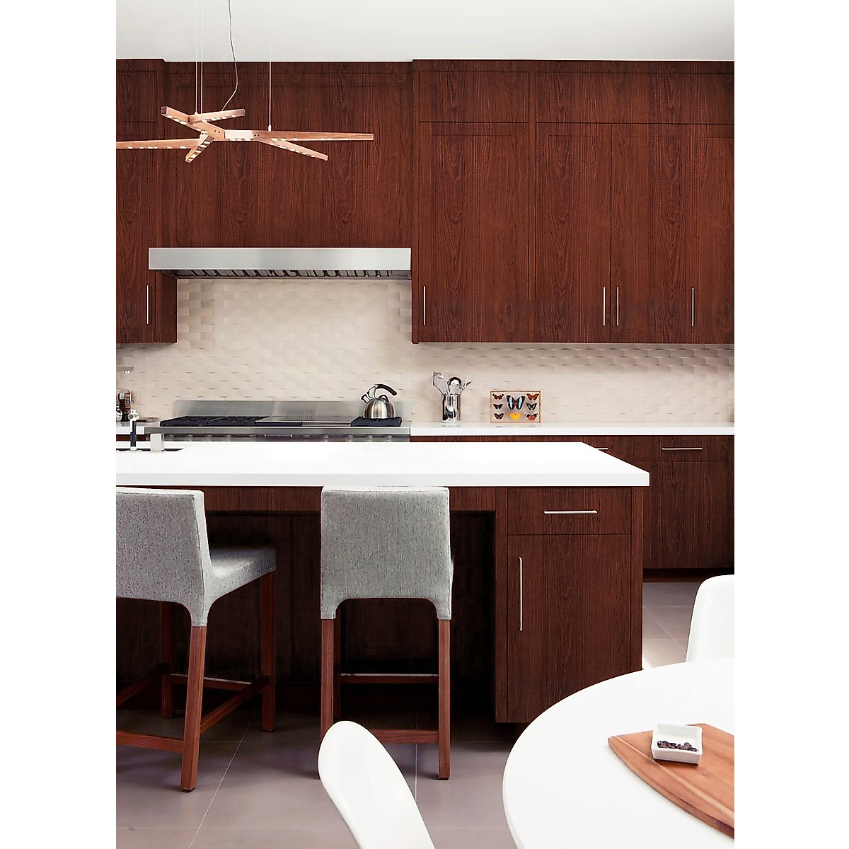 CiCiwind Red Brown Wood Peel and Stick Wallpaper Wood Grain Contact Paper Self Adhesive Film Removable Textured Wood Panel Decorative Wall Covering Faux Vinyl Cabinet Countertop 78.7”x17.7”