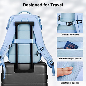 HOMIEE Carry on Backpack for Airplanes, 15.6 Inch Travel Laptop Backpack College Bag with USB Charging Port, Personal Item Size, Dry Wet Separation, Blue