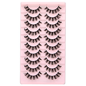 Eyelashes Russian Strip Lashes D Curl Wispy Lashes Natural Look Short 12MM Eye Lashes False Lashes Pack 10 Pairs by ALICE