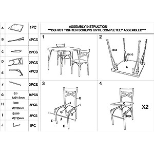 Benjara Industrial Style 3 Piece Dining Table Set of Wood and Metal, Brown and Black