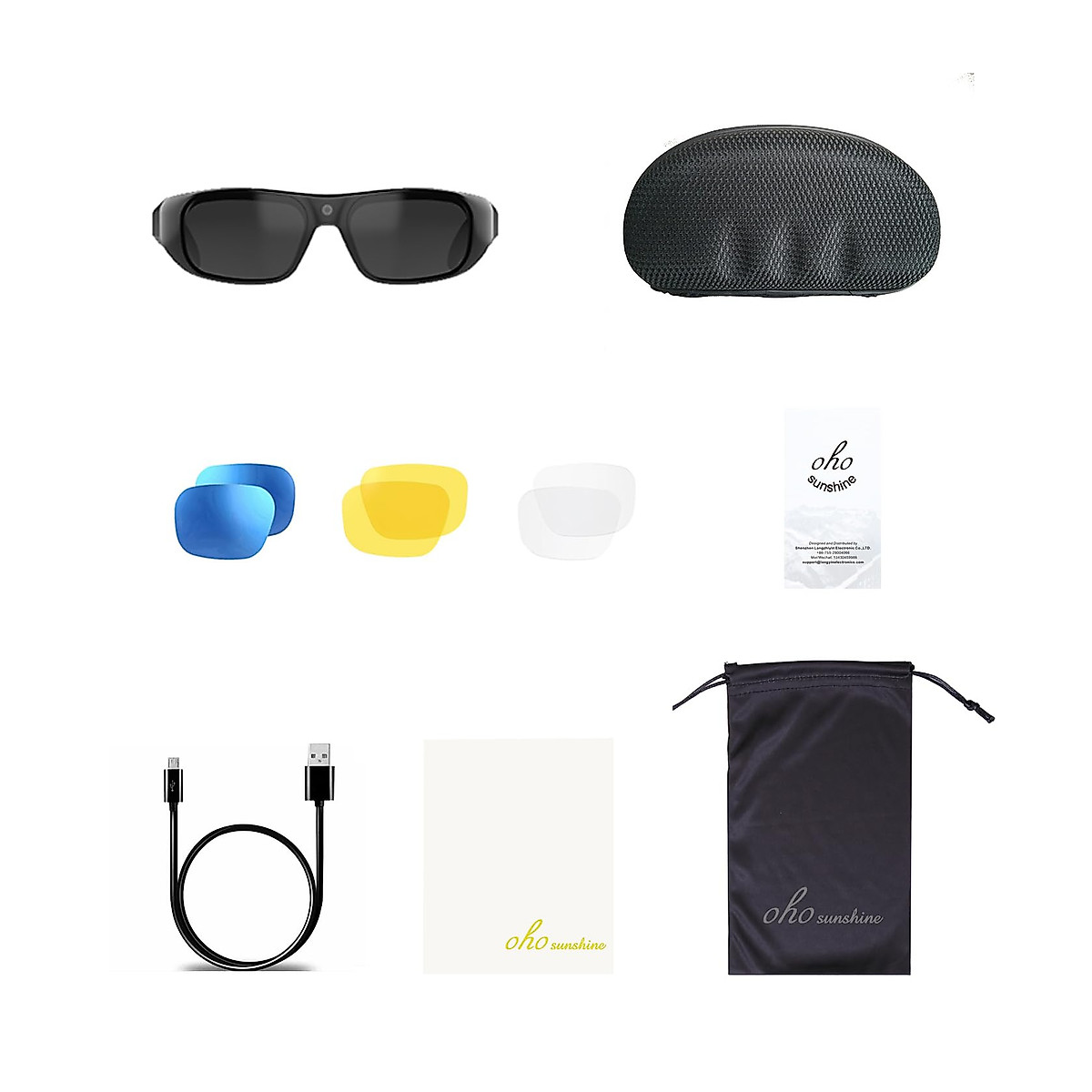 OhO Camera Glasses,4K Pro 24M Resolution H.265 Smart Glasses with Built-in 32GB Memory,UV400 Sunglasses for Outdoor Sport