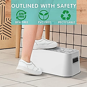UNCLE WU Step Stool for Kids(2 Pack) - Toddler Lightweight Step Up Stool for Kitchen - Bathroom Safety Bottom as Potty Training Stool - Premium Slip-Resistant Surface Step Stool for Kids/Adult (Gray)