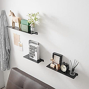 JOOM Black Floating Shelves for Wall Storage, Metal Wall Shelves for Living Room, Bathroom, Kitchen, 12” Small Display Shelves for Collectibles(2 PCS)