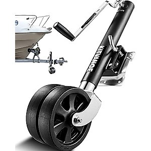 Upgraded Boat Trailer Jack with 8" Double Wheels- 2000 lbs Heavy Duty Boat Trailer Tongue Jack with Improved Ergonomic Handle, Swivel Boat Trailer Jack for RV Boat - 12" Vertical Travel