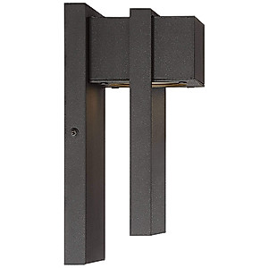 Possini Euro Design Pavel Modern Sconce Outdoor Wall Light Fixture LED Textured Black Metal 9 1/2" Crystal Downlight for Exterior House Porch Patio Outside Deck Garage Yard Front Door Garden Home