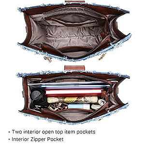 Dasein Hobo Handbag Vegan Leather Tote Chain Shoulder Purse for Women Satchel Bag With Matching Clutch (Jean)