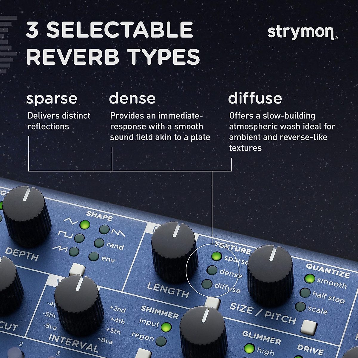 Strymon NightSky Time-Warped Reverberator Reverb Guitar Effects Pedal for Electric and Acoustic Guitar, Synths, Vocals and Keyboards