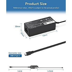 45W USB-C Laptop Charger for Chromebook Hp Dell Acer Asus Lenovo Samsung Laptop USB-C Adapter Power Cable More Device Type C Fast Charging