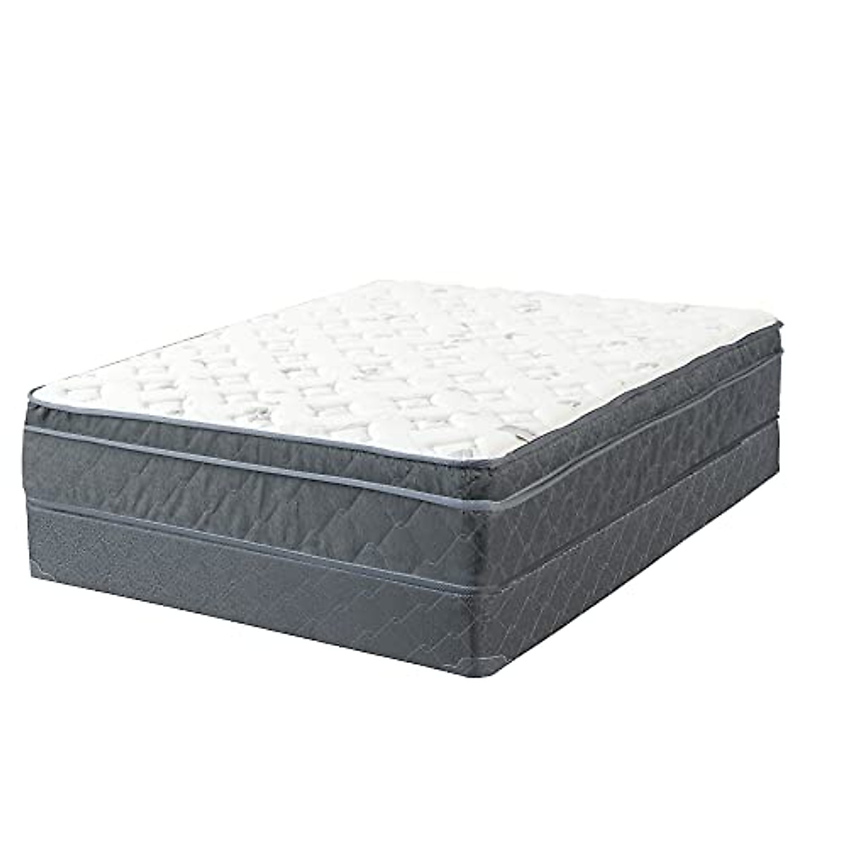 Treaton 13-Inch Extra Firm Foam Encased Eurotop Hybrid Mattress & 8" Wood Traditional Box Spring/Foundation Set, Full, Black