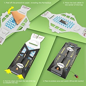 Roach Trap，Cockroach Traps,Roach Killer,Roach Indoor Sticky Glue Bait for Roach Ants Spiders - Child & Pet Friendly （ Pack of 10）