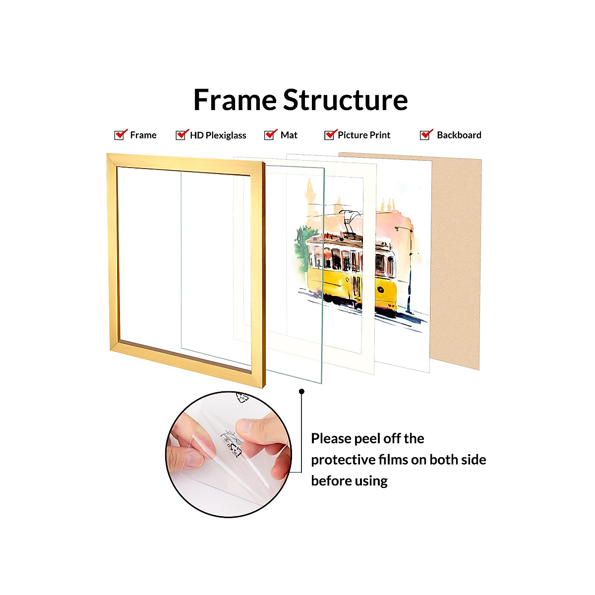 Annecy 11x14 Picture Frames (1 Pack, Gold), Simple Designed Photo Frame, For Pictures 11x14 for Wall Mounting, Classic Simple Home Office Decor