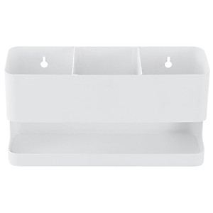 MyGift Hanging Modern White Metal Hair Tools Organizer with 3 Slots, Wall Mounted or Countertop Salon Styling Accessories Holder Rack for Blow Dryer Straightener Curling Iron