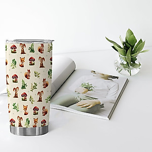 Forest Animal Fox Squirrel Rabbit Insulated Travel Tumblers,Stainless Steel Vacuum Insulated Tumblers,20oz Tumbler with Lid,Travel Coffee Mug for Home Office Outdoor Ice Drinks and Hot Beverage