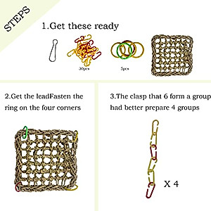 MUYG Bird Seagrass Mat Natural Sea-Weed Woven Parrot Hammock Swing Mats Birds Foraging Wall Colorful Chewing Toy Lovebird Movable Hanging Hammocks Rocking Toys Parakeets Climbing Pad