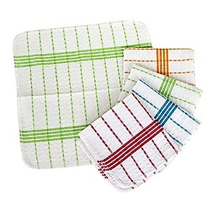 Multi-Purpose Cleaning Cloths , Kitchen Cleaning Towel , Wash Cloth , Dish Cloth ,Perfect for Kitchens, Dishes, Car, Dusting, Drying Rags, 11.5 x 11.5", Set of 10 - Teal Lattice