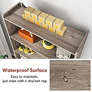 Tribesigns 72-inch Tall Bookcase, Industrial 6-Tier Gray Library Bookshelf with Storage Shelves, Large Open Bookcases Wood Display Shelving Unit for Bedroom Living Room Office, Floor-Standing (Gray)