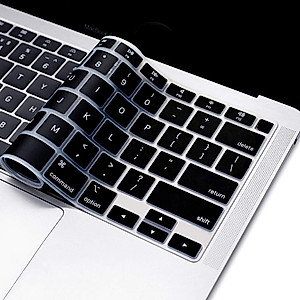 ProElife Ultra Thin Keyboard Cover Skin for 2021-2020 MacBook Air 13 Inch Model A2337 Apple M1 Chip A2179 (U.S Layout) with Touch ID Accessories Keyboard Silicone Protective Skin (Black)