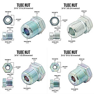 4LifetimeLines 3/16" x 25' Genuine Copper-Nickel Alloy Non-Magnetic Brake Line Replacement Tubing Coil Roll & Fitting Kit, Inverted Flare, Easy to Bend, Corrosion Resistant