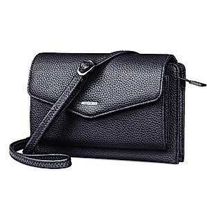 nuoku Wristlet Clutch Wallet Purse Small Crossbody Bags for Women With Cell phone Holder RFID 2 Straps(Black)