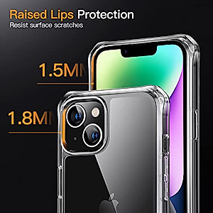 JETech Case for iPhone 14 Plus 6.7-Inch with 2-Pack Tempered Glass Screen Protector, 360 Full Body Shockproof Bumper Phone Cover Protective Clear Back (Clear)