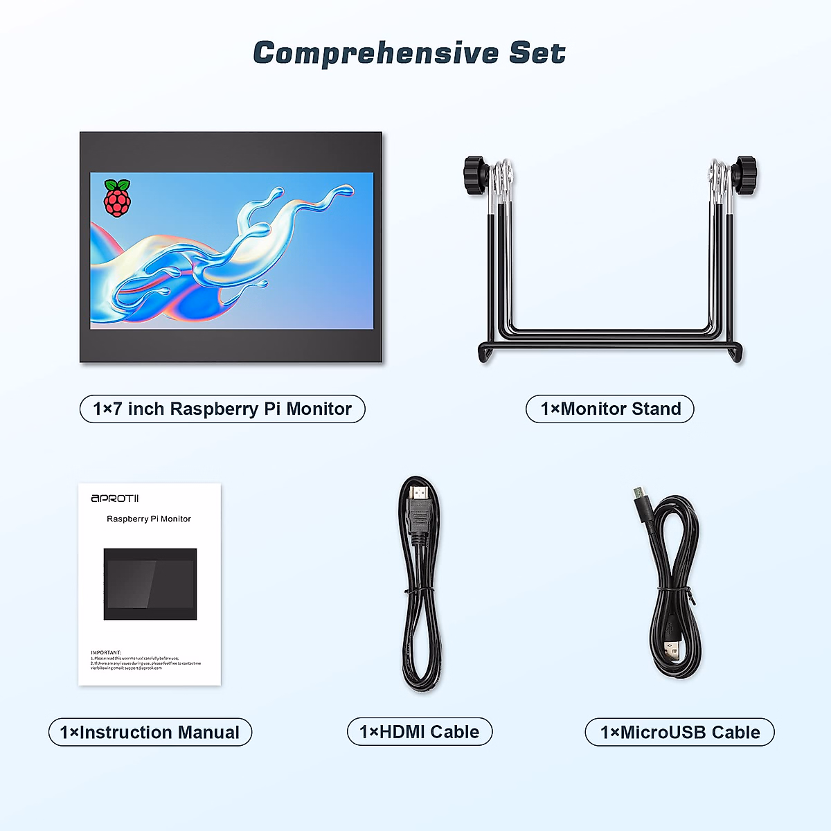 APROTII RasPi Touchscreen Monitor, 1024X600 7" IPS RasPi Screen with Case, Capacitive Touch Screen Display USB/HDMI for PC Phones RasPi 4B 3B+ 3B 3A+ 2B B+ (with Stand)