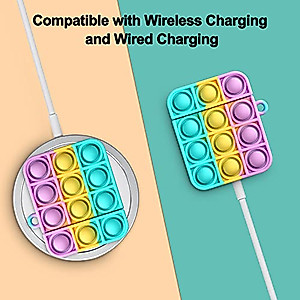 ELOVEN Protective Case with Keychain Compatible with Airpods Charging Case Soft Silicone Cover for Girl Women Flexible Skin Airpods Accessories Full Coverd Case for Airpods 1/2 Color02