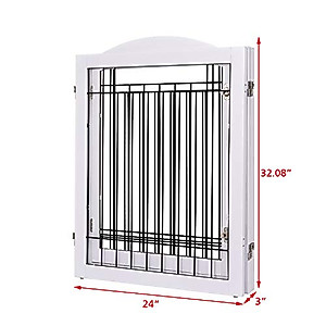 SPIRICH 96-inch Extra Wide 30-inches Tall Dog Gate with Door Walk Through, Freestanding Wire Pet Gate for The House, Doorway, Stairs, Pet Puppy Safety Fence, Support Feet Included (White)
