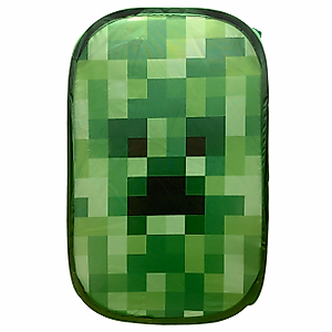 Jay Franco Minecraft Creeper Pop Up Hamper - Mesh Laundry Basket/Bag with Durable Handles, 22" x 14"