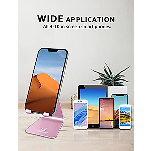 Tobeoneer Adjustable Cell Phone Stand Desktop Phone Holder, Aluminum Desk Stand Cradle Dock for iPhone 13 12 Mini 11 Xr Xs max 8 7 6 6s 5 Plus Samsung Huawei All Smartphones (Rose Gold)