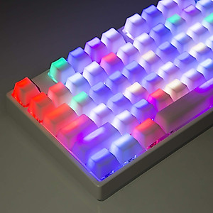 Petforu POM Jelly Keycaps Doubleshot Translucent OEM Profile for 6187104108 Keys PC Gaming Mechanical Keyboards (White)