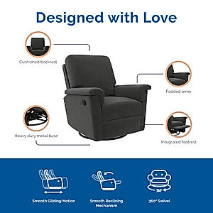 Baby Relax Terrin 3-in-1 Gliding Swivel Recliner Chair, Charcoal