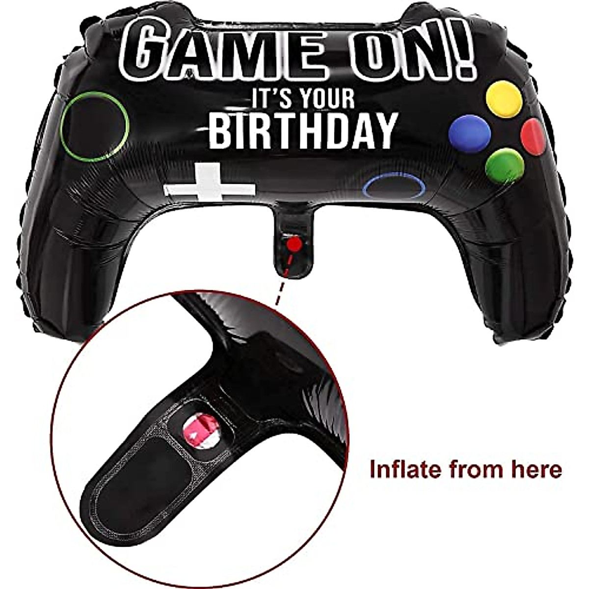4 Packs Video Game Party Balloon Gamer Balloons 23.6 x 15.7 Inch Game on Balloons Video Game Controller Aluminum Foil Balloon for Gaming Birthday Party Decoration