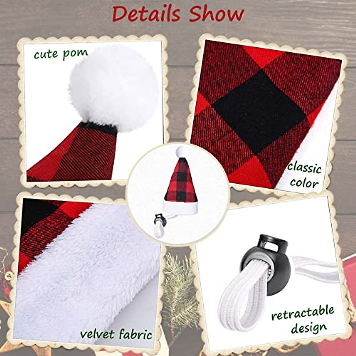 JOTFA 4 Pieces Christmas Bearded Dragon Costumes, Lizard Christmas Hats Bandanas Small Pet Christmas Costume for Bearded Dragon Lizard Chicks Parrot Hamster Guinea Pig Small Pet (Red, Plaid)