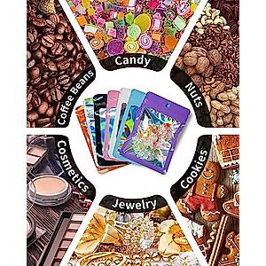 Holographic Bags Candy Bags 300 PCS (3x4.7 Inch, Black) Resealable Bags Packaging Bags with Clear Window Small Bags Foil Pouch Bags for Food Storage Small Business Christmas