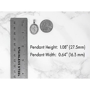 CaliRoseJewelry Sterling Silver Saint Mary Pray for Us Oval Charm Pendant