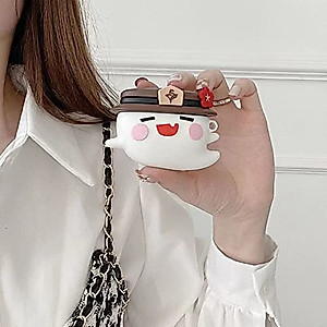 Wei-Secret Used forAirpods 1&2 Charging Case Cover , Cute Cartoon Anime AirPods Case ,Silicone Airpods Cover with Keychain (Hu Tao-1&2)