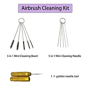 Joyangy Airbrush Cleaning Kit, Spray Gun Cleaning Brush Kit, Air Brushes Cleaner Kit for Painting Kit, 1 Set 5Pcs Cleaning Needles, 1 Set 5Pcs Cleaning Brushes and 1 Wash Needle…