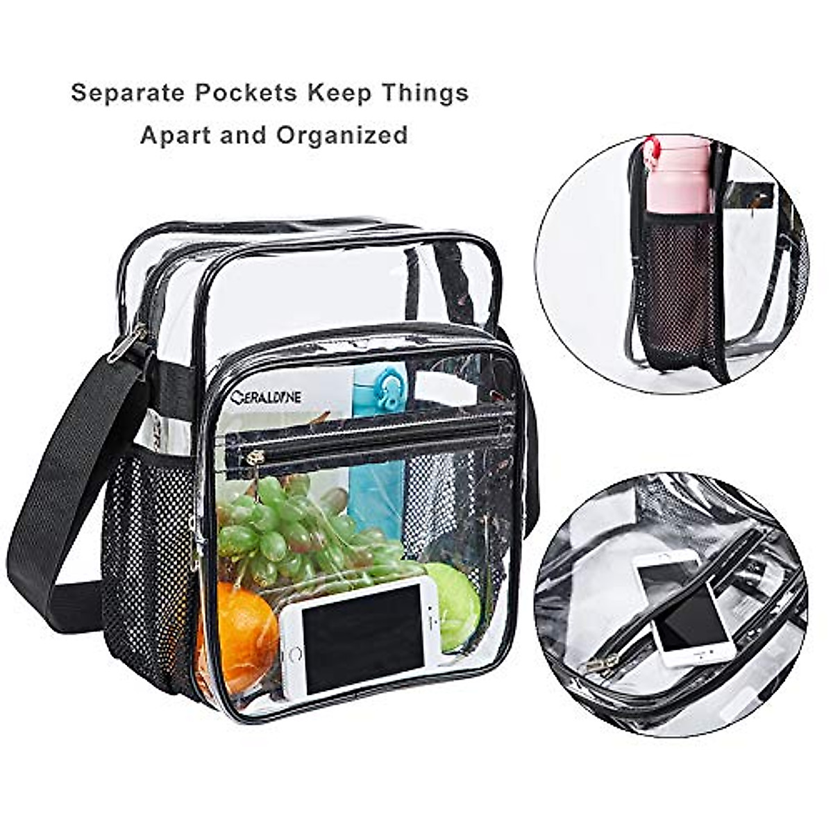 COVAX Clear Bag Stadium Approved, Clear Crossbody Messenger Shoulder Bag with Adjustable Strap for Concerts, Sports Events